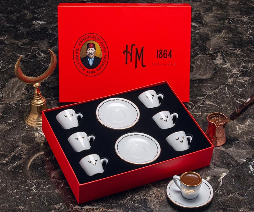 Authentic Turkish Coffee Cups Set - 6 Pieces in Eco-Friendly Kraft Box ...