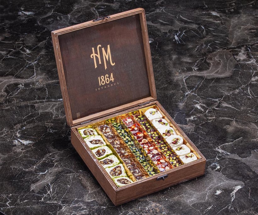 Premium Mixed Turkish Delight in Wooden Box – 1250g of Luxury – Food ...